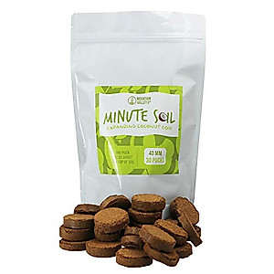 Minute Soil - Compressed Coco Coir Fiber Grow Medium - 40 MM Wafers - Bag of 30 = 5.5 Quarts of Potting Soil - Indoor Container Gardening: Seed Starts, Wheatgrass, More - Just Add Water - OMRI Organic