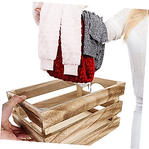 Cabilock Storage Box Sundries Holder Wood Crates for Storage Sundries Organizer Housewarming Present Wooden Office Basket Laundry Room Clothes Basket Large Storage Holder Storage Basket