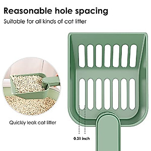 MEREN Cat Litter Scoop with Holder,Plastic Cat Litter Scooper,Deep Shovel,Large Capacity,Cat Scooper for Litter Box with Stand, Great for Scoop Away Cat Litter,Poop Sifting,Durable and Cute(Green).
