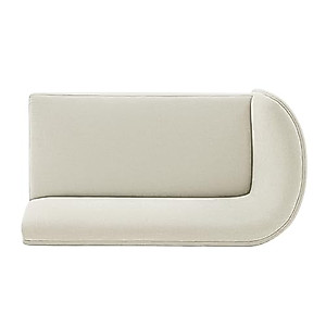 Manhattan Comfort Daria Contemporary 2-Piece Sectional Couch in Linen Upholstery, 132-Inch Living Room Sofa with Pine Wood Frame, Metal Base, High-Density Foam Padding & 2 Accent Pillows, Ivory