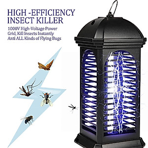 Bug Zapper Outdoor Electric, Mosquito Zapper Outdoor, Mosquito Trap, Fly Zapper Outdoor and Indoor (Black)