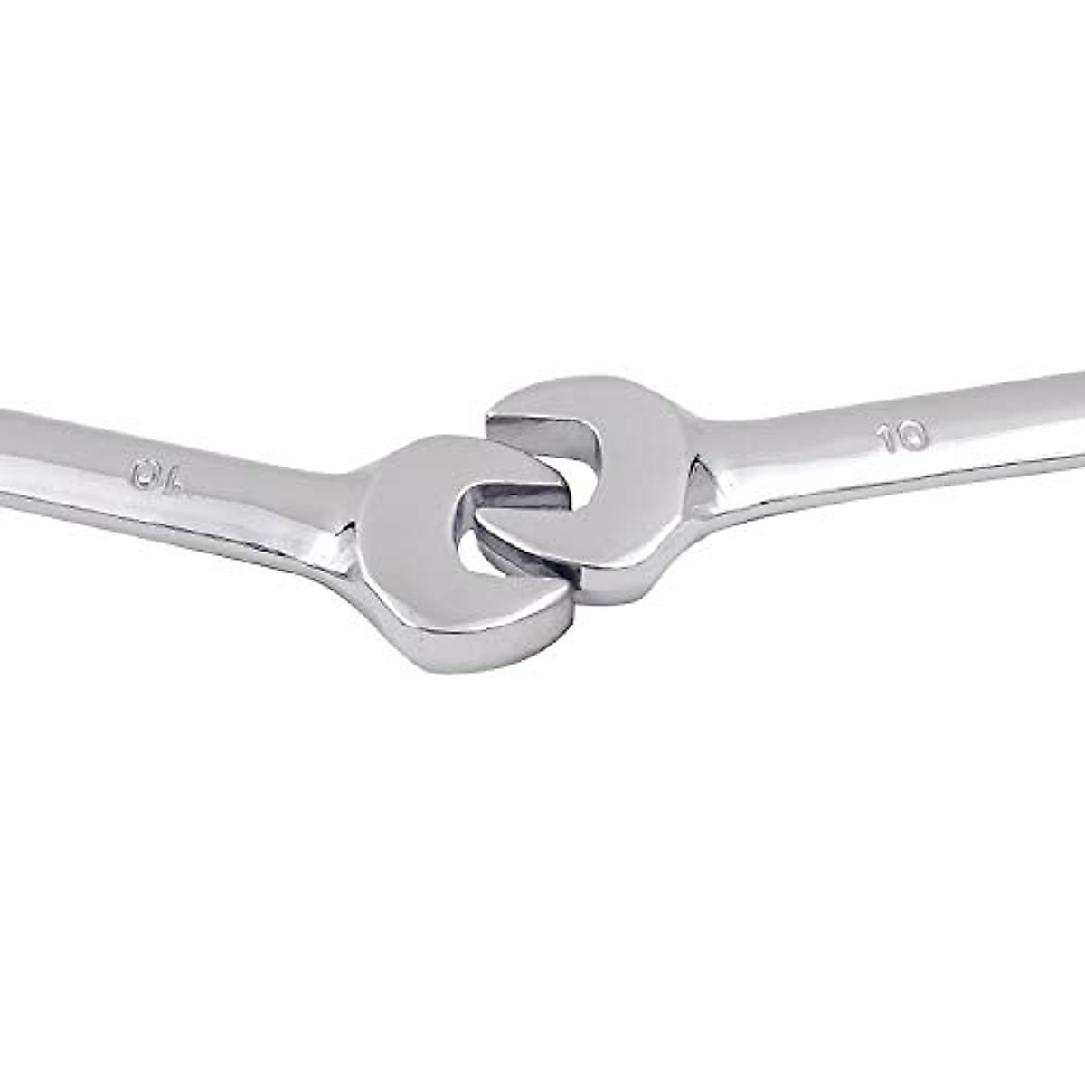 KINJOEK 2 PCS 10mm 12PT Ratchet Wrench, Metric Ratcheting Wrench Set with 5° Movement and 72 Teeth for Projects with Tight Space