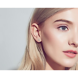 DYUNQ Cross Moissanite Gold Earrings in Sterling Silver for Women and Men, Hypoallergenic Stud Earrings for Sensitive Ears, Christian Faith Valentine's Day Jewelry Gifts