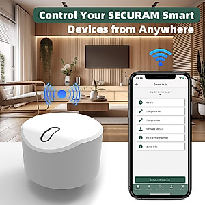 SECURAM Smart Hub, Wi-Fi Bridge for SECURAM Touch Smart Lock Deadbolt with Fingerprint for Remote and Voice Control, Works with iOS and Android