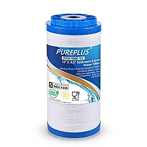 PUREPLUS 10"×4.5" String Wound Sediment Filter Compound With Iron Reducing Filter,Compatible With Whole House Water Filtration System For Well Water, 1Pack