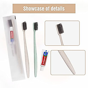 Xuezoioy Disposable Toothbrushes with Toothpaste,60 Pack Individually Wrapped Disposable Travel Toothbrushes Kit in Bulk for Homeless,Nursing Home,Hotel,Charity (Apricot+Green)