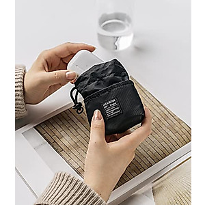 Ringke Mini Pouch [Bucket Bag] with O Ring Carabiner, Nylon Carrying Pouch Small Bag for AirPods, Galaxy Buds, Earphones, Cards, ID - Black