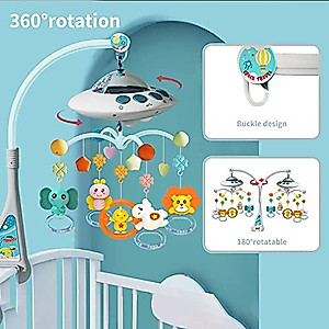 Eners Baby Crib Mobile with Music and Lights, Mobile for Crib with Remote Control, Rotation, Moon and Star Projection, Baby Crib Toys for Boys Girls (Blue)