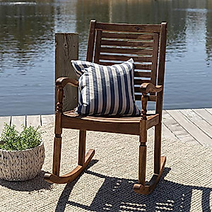 Walker Edison Montego Traditional Acacia Wood Slat Back Patio Rocking Chair, 42 Inch, Brown