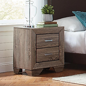 Coaster Home Furnishings Kauffman 2-Drawer Nightstand Bedside Table Composite Wood-Like Decorative Laminate Washed Taupe 204192