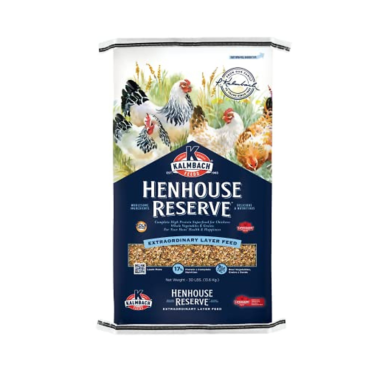 Kalmbach Feeds Henhouse Reserve 17% Whole Grain Complete Layer Feed for Hens, 30 lb