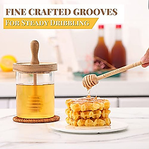 HAPPI STUDIO Honey Pot - Airtight 13 Oz Honey Jar and Dipper Set - Honey Jars with Dipper - Honey Dipper Stick and Jar Set - Glass Honey Dispenser - Honey Containers with Wooden Honey Dipper