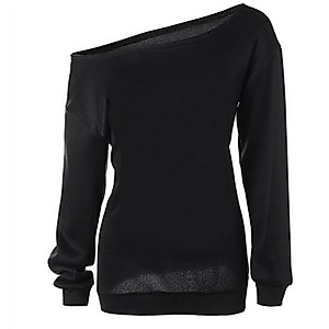 Dutebare Women Off Shoulder Sweatshirt Slouchy Shirt Long Sleeve Pullover Tops Black a M