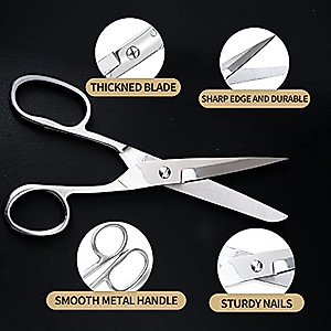 Fabric Scissors, Professional Heavy Duty Craft Tailor Scissors for Fabric Cutting, All Metal Stainless Steel Shears for Sewing Products School Supplies, 7 Inch