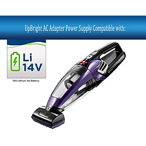 UpBright 2-Prong AC Adapter Compatible with Bissell Pet Hair Eraser 14V Lithium Ion Cordless Hand Vac Vacuum 14 Volts Li-Ion Battery Powered Cleaner Purple 14.4V DC PetHair Eraser Power Supply Charger