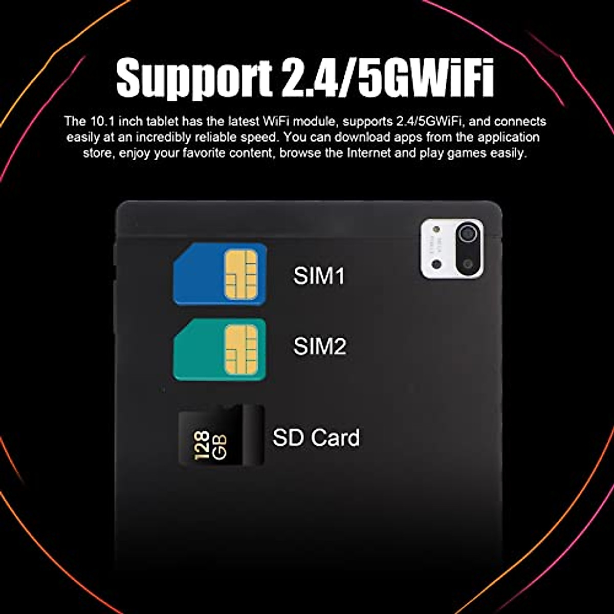 Tablet PC, 1920 X 1200 IPS Octa Core 6GB 128GB 100-240V Black 10.1 Inch Gaming Tablet for 11.0 (US Plug)