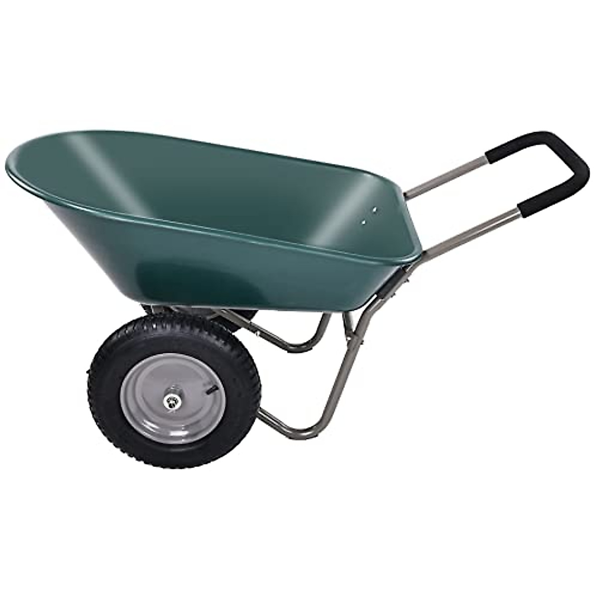 BalanceFrom Dual-Wheel Home Garden Yard Utility Wheelbarrow Cart with Built-in Stand