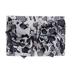 Nishine 5PCS Baby Girls Soft Wide Leopard Hair Turban Head Wraps Kids Stretchy Knotted Bows Headband for Children Hair Accessories Infant Headwraps