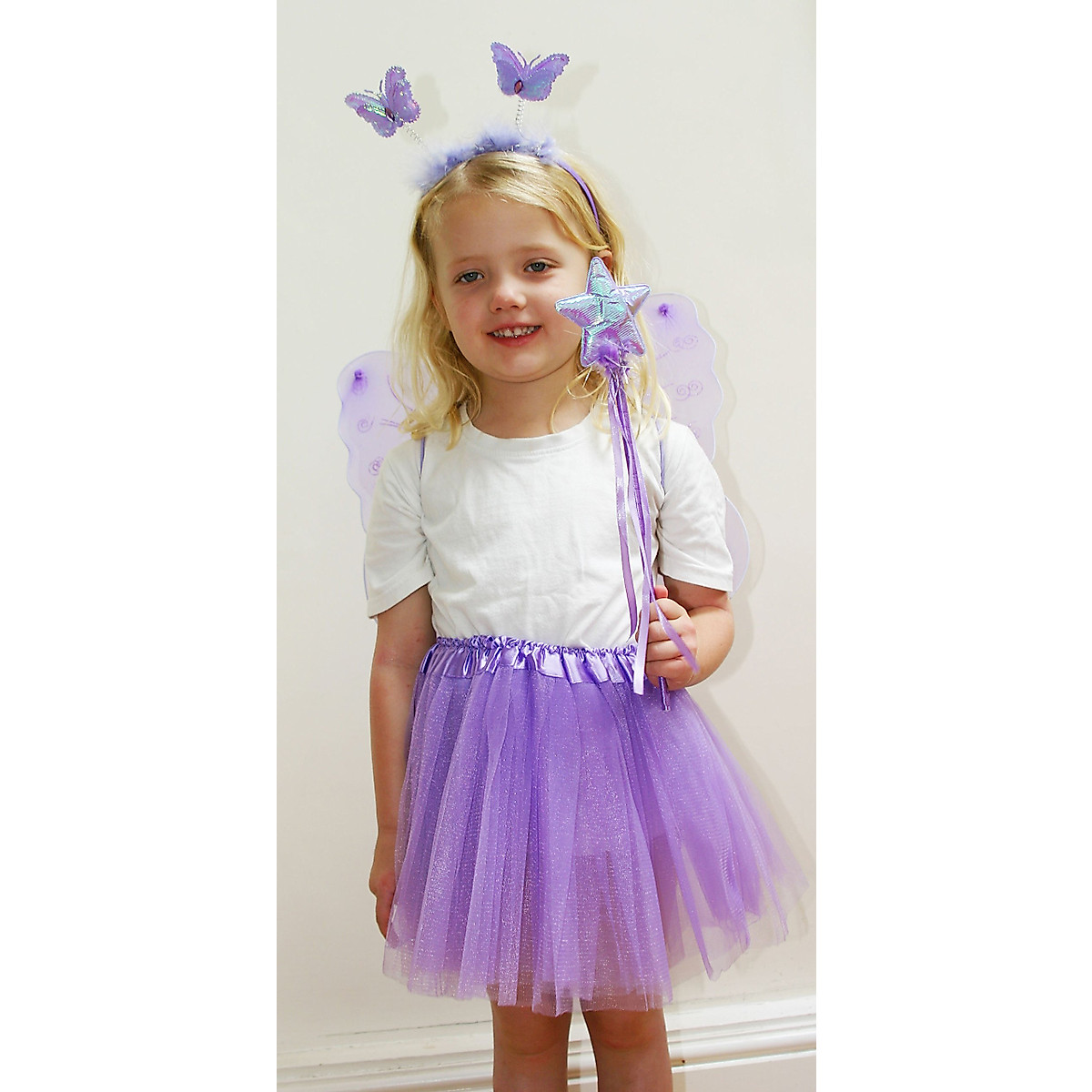 Fun Play Fairy Dressing up Costume for Girls – Butterfly Fairy Wings, Tutu, Magic Wand,Headband Costume Set for 3-8 Years