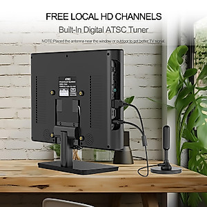 Jexiop 10.1inch Portable TV,IPS 720P Screen TV with Antenna and Digital ATSC Tuner,HDMI USB Port,12 Volt Charger Cable/AC Power,Mini TV for Caravan and Kitchen