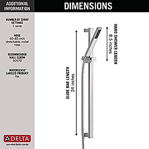 Delta Faucet Vero Single-Spray Touch-Clean Wall-Mount Slide Bar Hand Held Shower with Hose, Chrome 57530