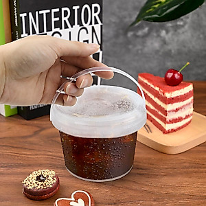 DOERDO 12Pcs Ice Cream Bucket Plastic Storage Buckets Reusable Clear Freezer Containers with Lids, Leakproof Bucket for Homemade Food Drink, 4.7x3.3Inch, 17oz