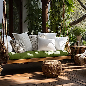 HPNSOTDR Outdoor Bench Cushion 48 inch, Patio Outdoor Bench Cushion Outdoor, Patio Furniture Chair Cushion Bench Pad, Porch Swing Cushion with Ties, 48 * 18 * 3inch, Green