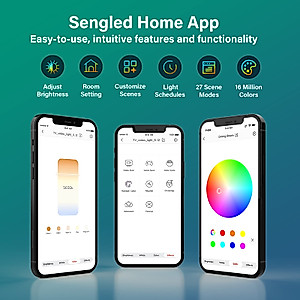 Sengled Vision G2 11.8FT LED Light Strip, Smart HD Camera, RGB Independent Control, Works with Alexa & Google, App Control, Off-line Mode, Ambient Lights for 50-60 inch TVs