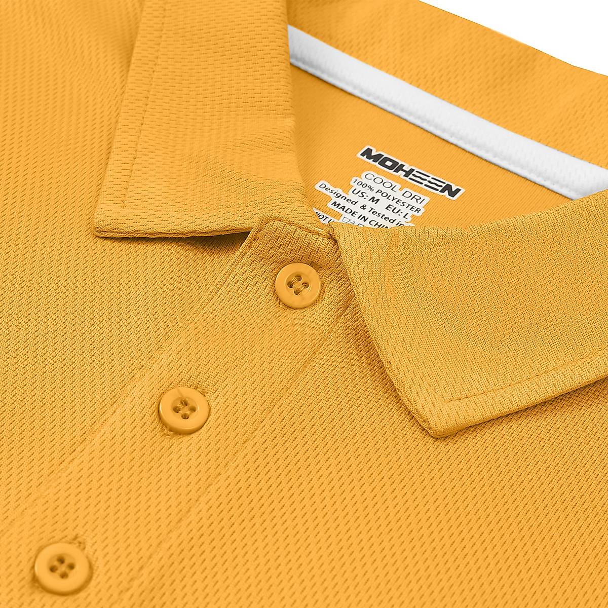 MOHEEN Quick Dry Golf Shirts for Men - Moisture Wicking Short-Sleeve Casual Polo Shirt(Yellow,XL)