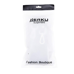 JIERKU Romanlin Mens Suspenders for Work 3 Swivel Hook Clips Y-Back for Groomsmen Leather Black