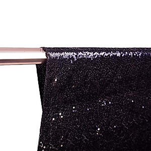 Juya Delight 6FT X 8FT Non-Transparent Sequin Photography Background Backdrop Curtain for Birthday Party Wedding Festival Ceremony (Black)
