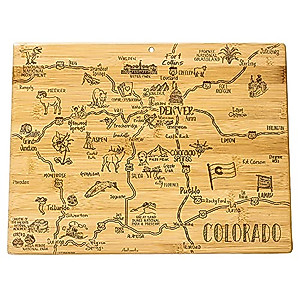 Totally Bamboo Destination Colorado State Shaped Serving and Cutting Board, Includes Hang Tie for Wall Display