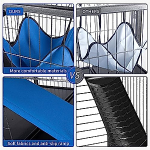 50" H 4 Tier Steel Plastic Deluxe Small Animal Pet Cage Kit for Guinea Pig Ferret Little Rabbit with Wheels Brakes Hammock Removable Tray and Ladder with Flannel