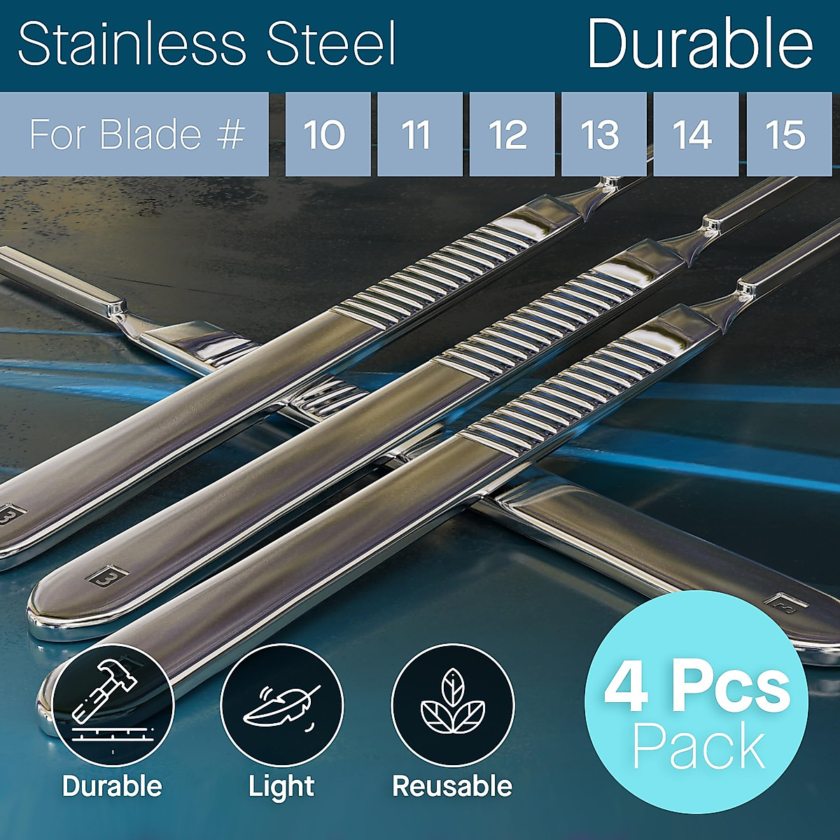 Pack of 4 Scalpel Handles + 10r Blades Dermaplaning Replacement Blades, Precision Scalpel Set