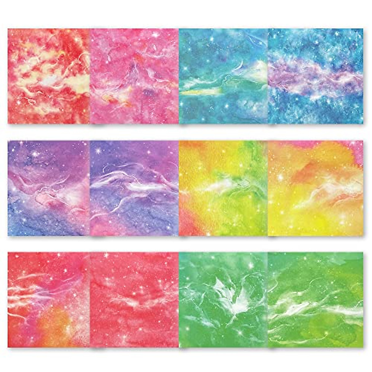 Origami 6x6 Paper Kit 50 Sheets 12 Vivid Colors Double Sided Printed Traditional Patterns Square for Arts Crafts Projects, Gradient Colors