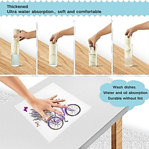 ALAZA Dish Towels Kitchen Cleaning Cloths Violet Bicycle Lavender Flower Butterflies Dish Cloths Super Absorbent Kitchen Towels Lint Free Bar Tea Soft Towel Kitchen Accessories Set of 6,11"x11"