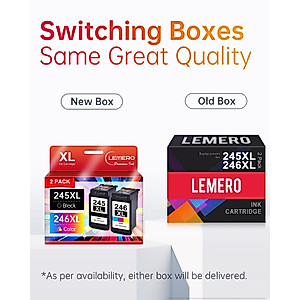 LEMERO 245XL 246XL Remanufactured Ink Cartridge Replacement for Canon 245 246 243 244XL Combo Pack for Pixma MG2522 MX490 MX492 TS3322 TR4520 MG2922 TR4522 TS3122 TS202 Printer (1 Black, 1 Color)