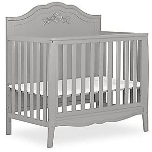 SweetPea Baby Rose 4-in-1 Convertible Mini Crib in Platinum, JPMA Certified Baby Crib, Non-Toxic Finish, New Zealand Pinewood, with 3 Mattress Height Settings