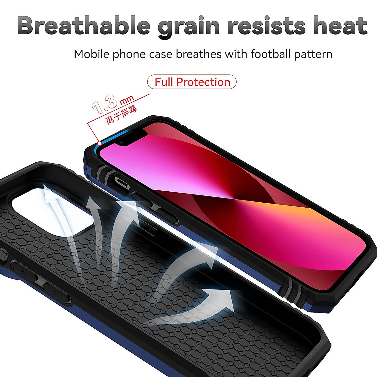 for iPhone 13 Pro Max Case with Camera Lens Cover HD Screen Protector, Military Grade Drop Protection Magnetic Ring Holder Kickstand Protective Phone Case for Apple iPhone 13 Pro Max 6.7 inch (Navy)