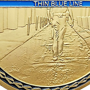US Police Challenge Coin Thin Blue Line Prayer for Spartan Warrior Commemorative Collection