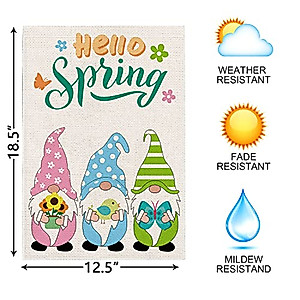 Seasonal Garden Flag Set of 12 Spring Garden Flags 12x18 Double Sided Summer Garden Flag Gnome Patriotic Garden Flag Welcome Yard Flag Small Burlap Garden Flags for Outside w/Anti-Wind Clip & Stopper