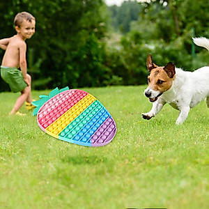 Pop Fidget Sensory Toys, Big Size Jumbo Strawberry Pop Toys Huge 112 Bubbles Push it Bubble Toy Cute Colourful Game Anxiety Stress Reliever Silicone Squeeze Toy Pop Sound for Girls Kids Adults Gifts