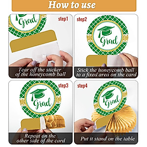 10PCS Class of 2024 Graduation Party Decorations 2024 Congrats Grad Honeycomb Centerpieces Congratulate Graduation Table Toppers for Graduation Party Favor Supplies(Green)