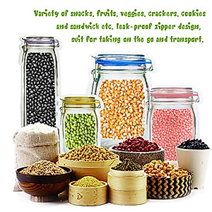 laffeya Candy Snacks Bag, Mason Jar Bags, 20 pack 1000ml 9.6x6.6inch Reusable Bags, Reusable Zip Bags Food Snack Storage Bag, Leakproof Snacks Zipper Sealed Display Bags