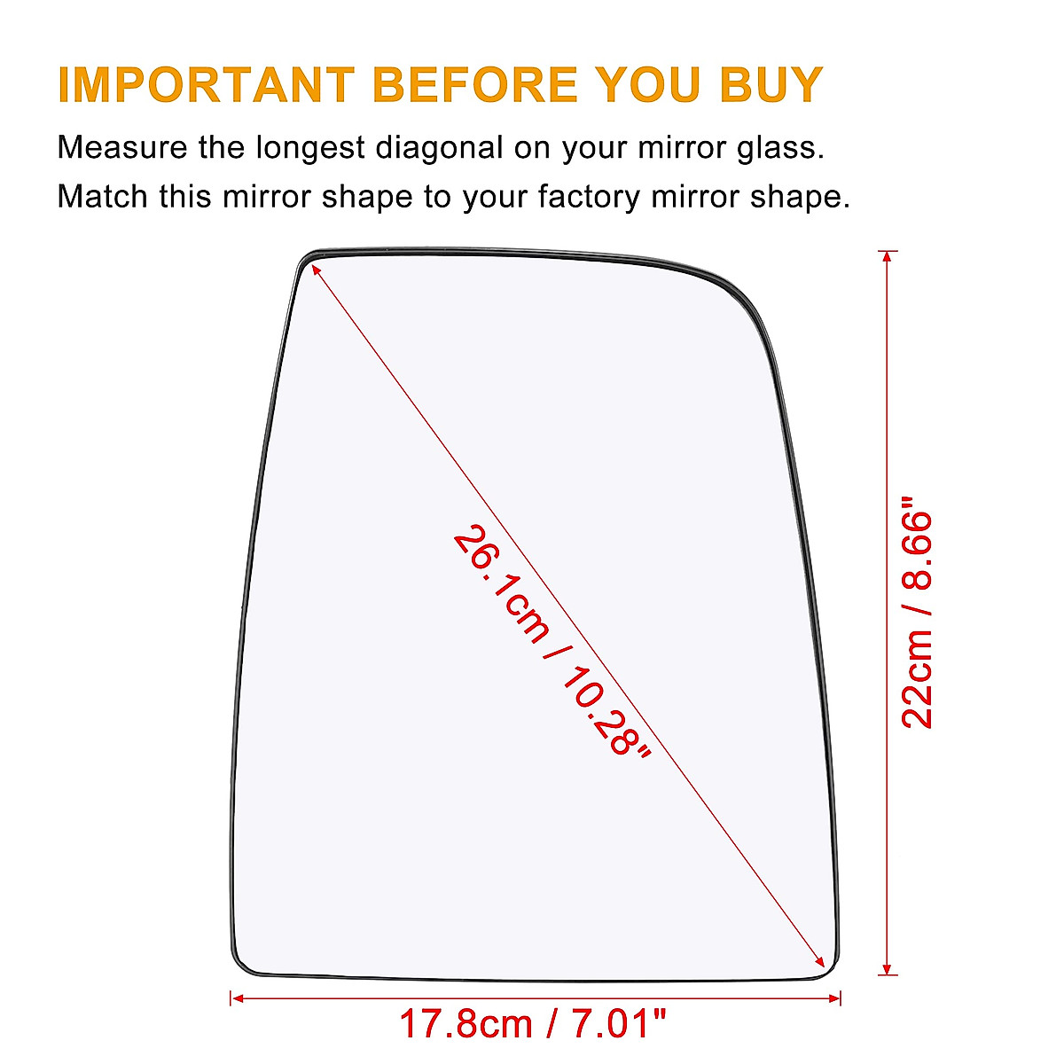 X AUTOHAUX Car Rearview Upper Right Passenger Side Non-Heated Mirror Glass Replacement with Plate for Ford Transit 150 250 350 2015-Onward