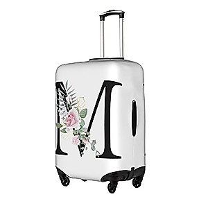Flower Lette M White Luggage Cover Elastic Washable Stretch Suitcase Protector Anti-Scratch Travel Suitcase Cover for Kid and Adult XL (29-32 inch suitcase)