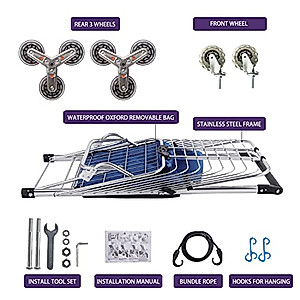 Grocery Cart with Wheels Folding Shopping Cart with Large Heavy-Duty and Rolling Swivel Wheels, Utility Lightweight Stair Climbing cart with Removable Waterproof Canvas Bag
