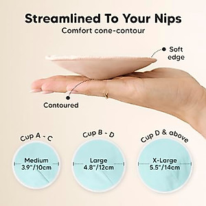 Organic Nursing Pads - 14 Washable Viscose Derived from Bamboo Breastfeeding Pads, Wash Bag, Reusable Breast Pads for Breastfeeding, Nipple Pads for Breastfeeding Essentials(Pastel Touch, L 4.8")