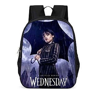 Iuene Teenage Primary School Student Wednesday Addams Shoulder Bag High-Capacity School Backpack Bag Bookbag Sports Bag (Color-1, One Size)