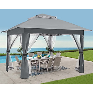 COOSHADE 13x13Ft Easy Pop Up Canopy Tent Instant Folding Shelter with Mosquito Netting Walls(Grey)